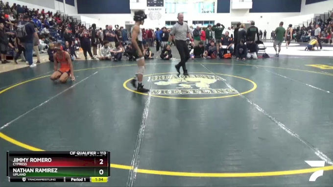 113 lbs Champ. Round 1 - Nathan Ramirez, Upland vs Jimmy Romero, Cypress