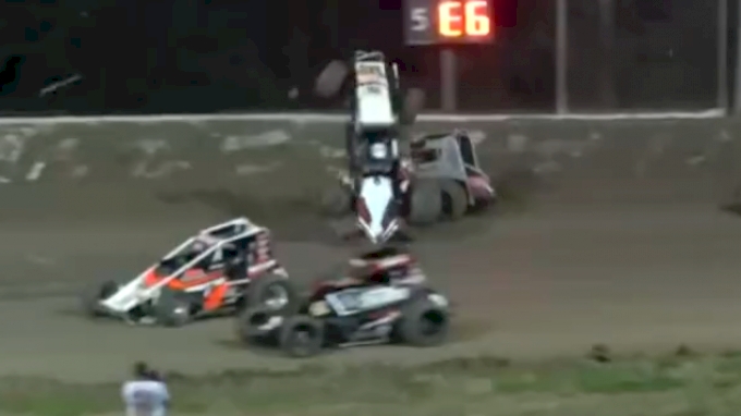 Robert Ballou Barrel Rolls At USAC Winter Dirt Games