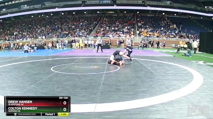 D3-126 lbs Champ. Round 1 - Drew Hansen, Gladstone HS vs Colton Kennedy ...