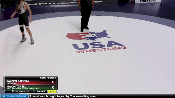 100 lbs Cons. Round 3 - Jayden Zamora, California vs Max Mitchell, De ...