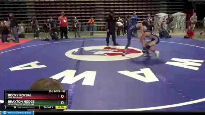 92 lbs Cons. Semi - Braxton Hodge, Lusk Rawhide Wrestling vs Rocky ...