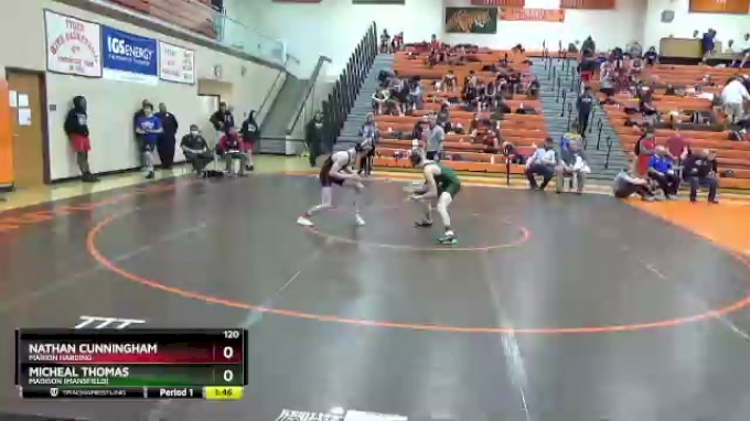 120 lbs Champ. Round 2 - Nathan Cunningham, Marion Harding vs Micheal ...