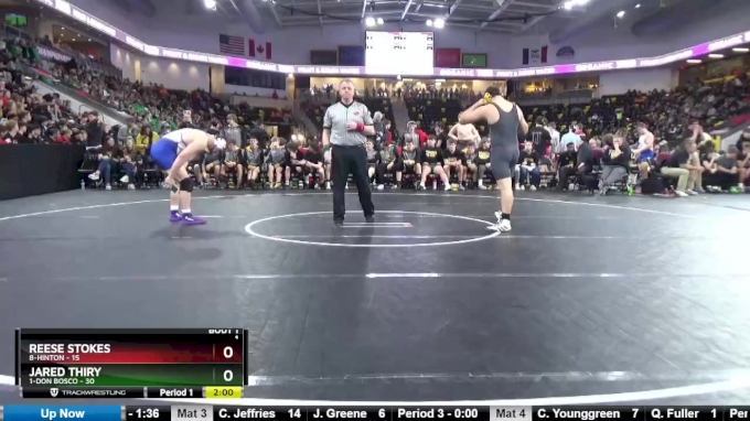 220 lbs Quarterfinal - Jared Thiry, 1-Don Bosco vs Reese Stokes, 8-Hinton