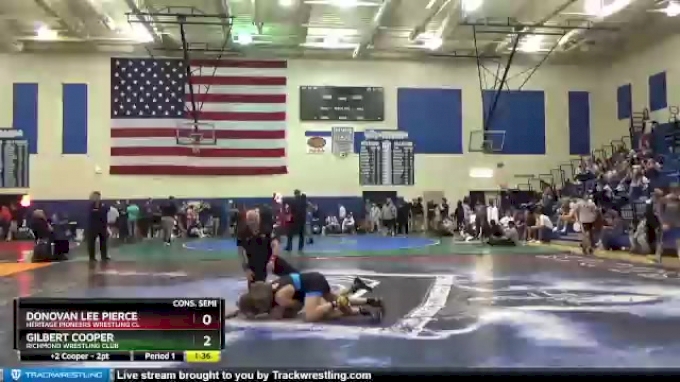 120 lbs Cons. Semi - Donovan Lee Pierce, Heritage Pioneers Wrestling Cl ...