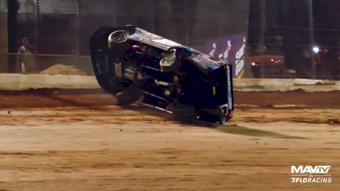 Logan Roberson Barrel Rolls After Slamming Wall At Golden Isles Speedway