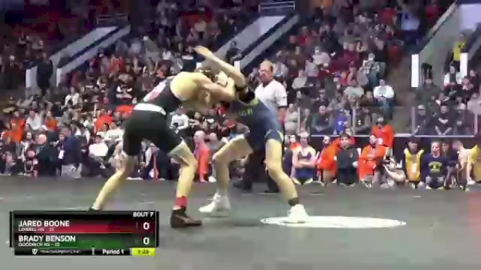 145 lbs Finals (8 Team) - Jared Boone, Lowell HS vs Brady Benson ...