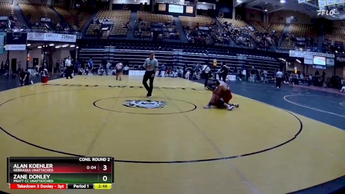 125 lbs Cons. Round 2 - Zane Donley, Pratt CC Unattatched vs Alan ...