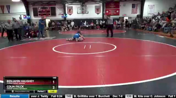 145 lbs Quarterfinal - Colin Falck, Cedar Rapids Kennedy vs Benjamin ...