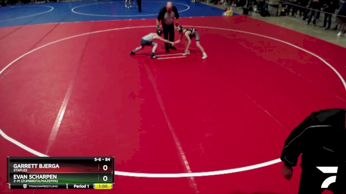 84 lbs Champ. Round 1 - Garrett Bjerga, Staples vs Evan Scharpen, Z-M ...