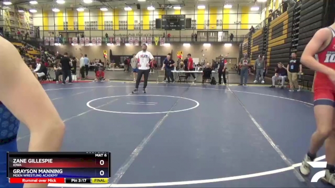 92 lbs Cons. Semi - Zane Gillespie, Iowa vs Grayson Manning, Moen ...