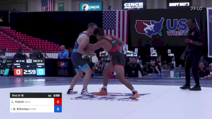77 kg Rnd Of 16 - Logan Hatch, Greco-Roman Development vs Aliaksandr Kikiniou, Poway
