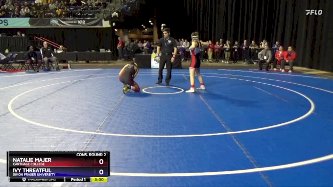 109 lbs Cons. Round 2 - Natalie Majer, Carthage College vs Ivy ...