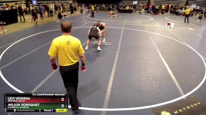 172 Championship Bracket Cons. Round 7 - Wilson Nordquist, Zumbrota-Mazeppa vs Levi Veskrna ...