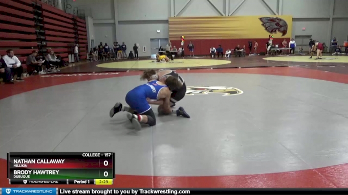157 lbs 1st Place Match - Nathan Callaway, Millikin vs Brody Hawtrey ...