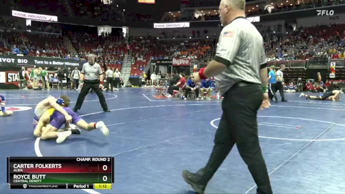 2A-144 lbs Champ. Round 2 - Carter Folkerts, Albia vs Royce Butt ...