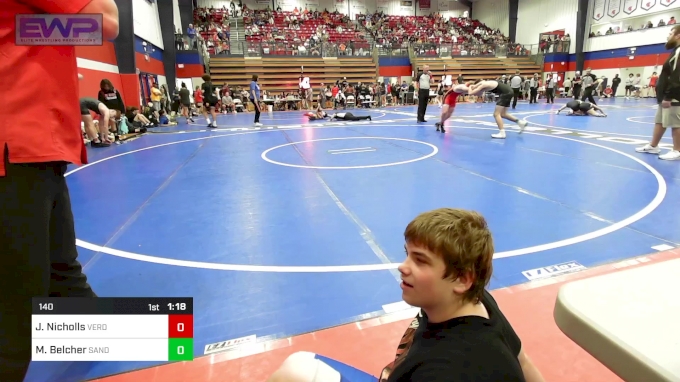140 lbs Quarterfinal - Jacob Nicholls, Verdigris JH vs Malachi Belcher ...
