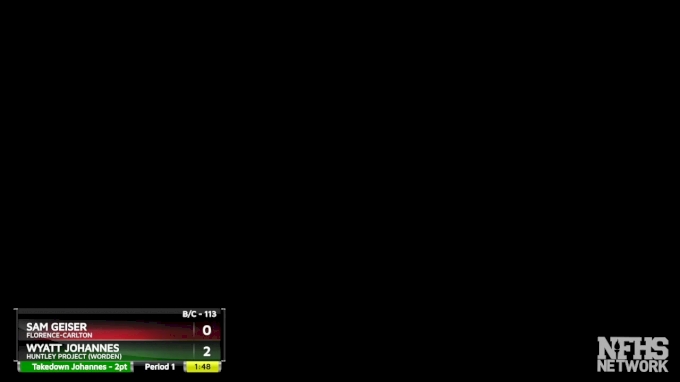 Champ. Round 1 - Sam Geiser, Florence-Carlton vs Wyatt Johannes ...