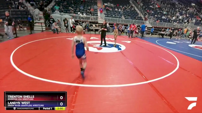 67 lbs Cons. Round 2 - Trenton Shells, Riverton USA Wrestling vs Landyn ...