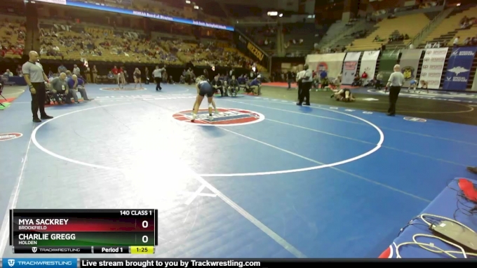 140 Class 1 lbs Quarterfinal - Mya Sackrey, Brookfield vs Charlie Gregg ...