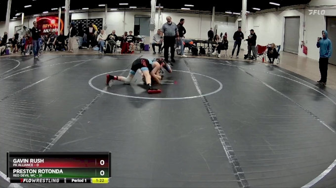 96 lbs Semis (4 Team) - Gavin Rush, PA Alliance vs Preston Rotonda, Red ...