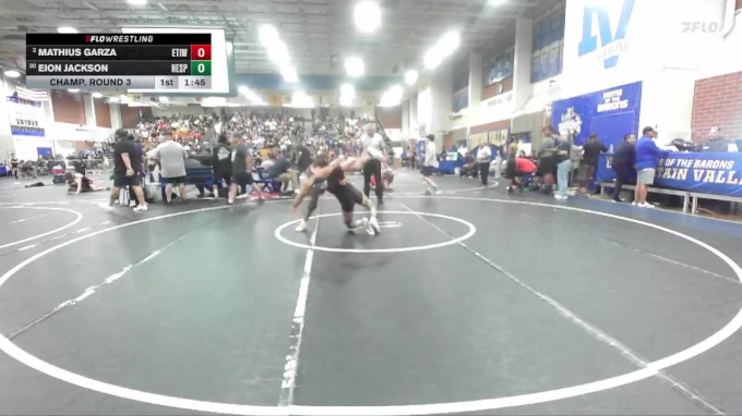 138 lbs Champ. Round 3 - Mathius Garza, Etiwanda vs Eion Jackson, Hesperia