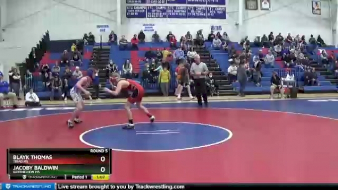 134 lbs Round 5 - Jacoby Baldwin, Greeneview MS vs Blayk Thomas, Triad MS