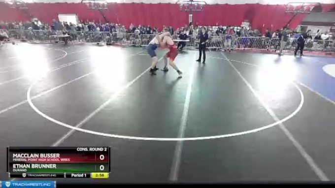 220 lbs Cons. Round 2 - MacClain Busser, Mineral Point High School Wres vs Ethan Brunner, Durand