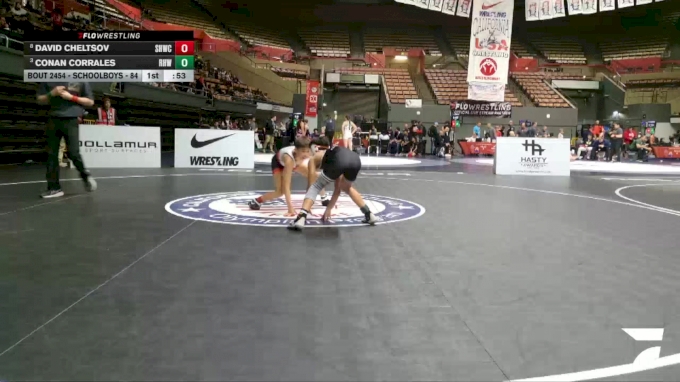 Schoolboys - 84 lbs Cons. Semis - Conan Corrales, Rough House Wrestling vs David Cheltsov ...