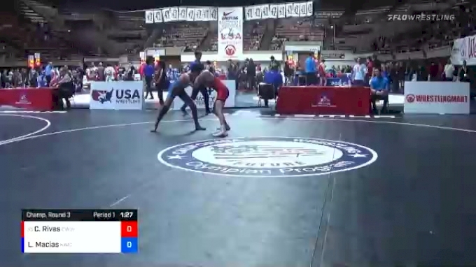 120 lbs Champ. Round 3 - Caleb Rivas, Cali Warriors Wrestling vs Leo ...