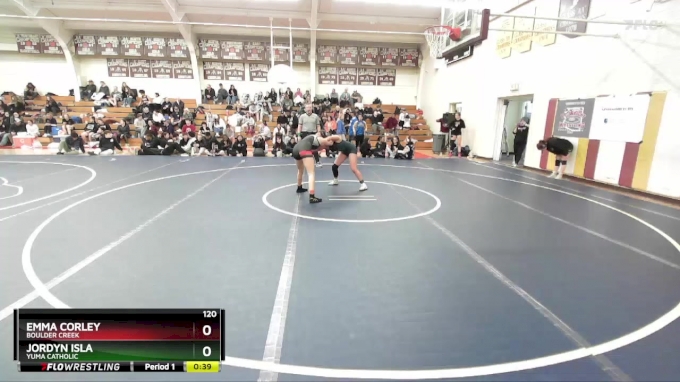120 lbs Cons. Semi - Emma Corley, Boulder Creek vs Jordyn Isla, Yuma ...
