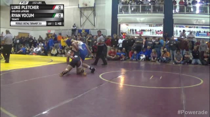 132lbs Round 2 Luke Pletcher (Greater Latrobe) vs. Ryan Yocum (Trinity)