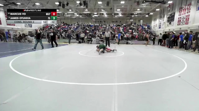 Boys 144 lbs Cons. Round 2 - Marcus Vo, Milpitas Boys vs James Otuhiva ...