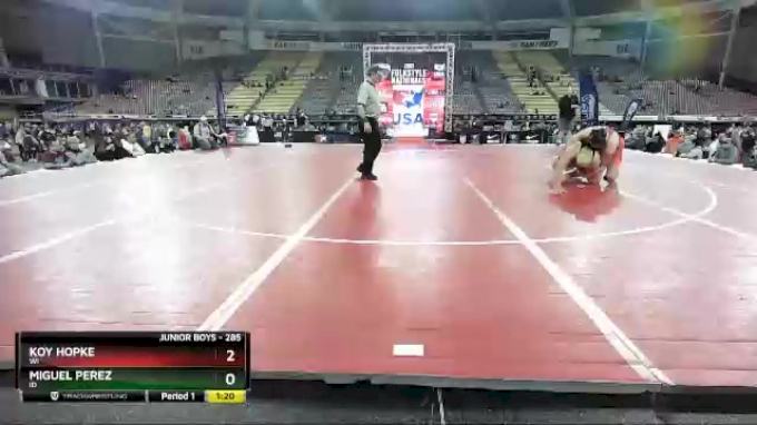 285 lbs Quarterfinal - Koy Hopke, WI vs Miguel Perez, ID