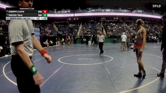 3A 132 lbs Champ. Round 1 - Joseph Lloyd, Union Pines vs Takota Tala ...