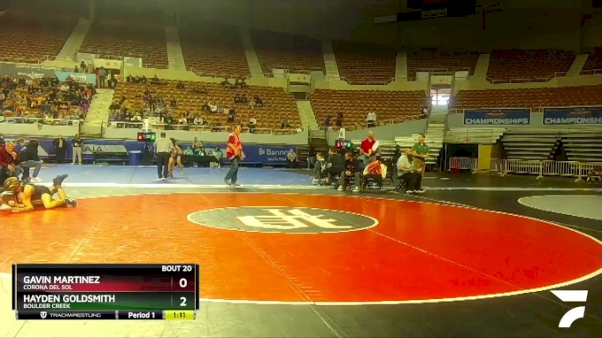 D1-120 lbs Champ. Round 1 - Hayden Goldsmith, Boulder Creek vs Gavin ...