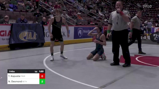 114 lbs Quarterfinal - Tyler Kapusta, Franklin Regional vs Nathan ...