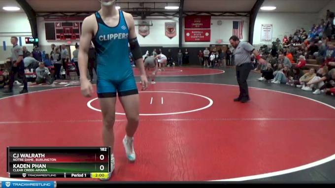 182 lbs 1st Place Match - CJ Walrath, Notre Dame, Burlington vs Kaden ...