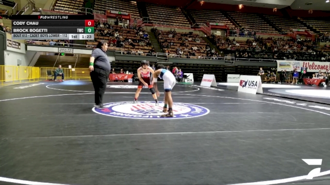 Cadet Boys Lower - 120 lbs Champ. Round 1 - Andrew Sanchez vs Aidan ...