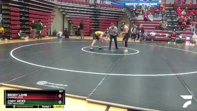 157 lbs Cons. Round 3 - Cody Hicks, Fort Hays State vs Brody Lamb ...