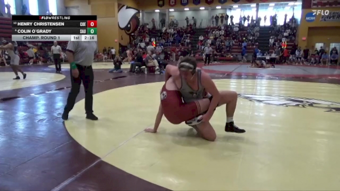 197 lbs Champ. Round 1 - Henry Christensen, Coe vs Colin O`Grady, St ...