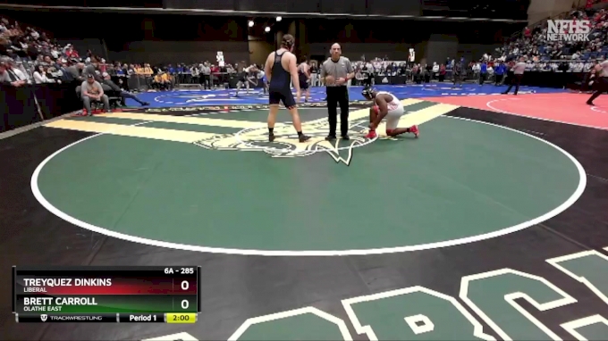 6A - 285 lbs Champ. Round 1 - Brett Carroll, Olathe East vs Treyquez ...