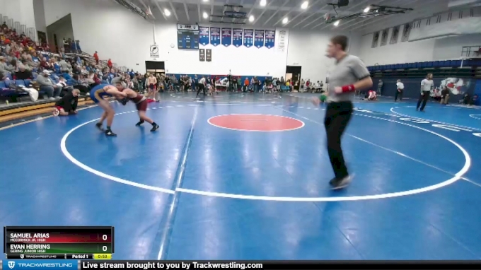 133 lbs Champ. Round 1 - Evan Herring, Gering Junior High vs Samuel ...