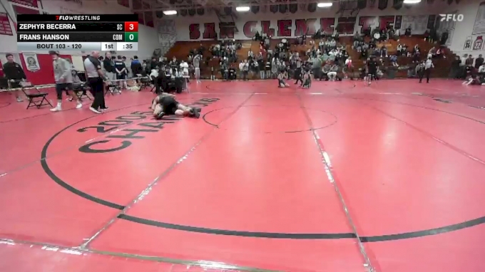 120 lbs Cons. Round 3 - Zephyr Becerra, San Clemente vs Frans Hanson ...