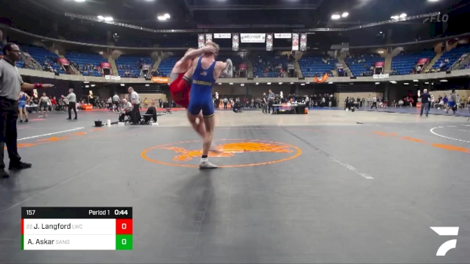 157 lbs Cons. Round 2 - Justin Langford, Lincoln-Way Central vs Adnan ...