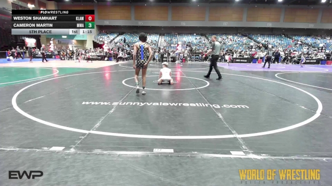 90 lbs 5th Place - Weston Shamhart, Klamath Basin Warriors vs Cameron ...