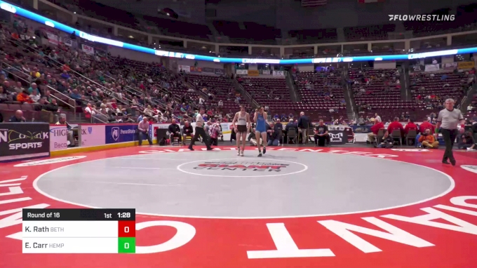 132 lbs Round Of 16 - Kollin Rath, Beth Cath vs Eli Carr, Hempfield Area