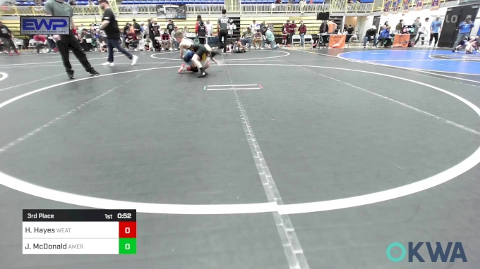 67 lbs 3rd Place - Hayden Hayes, Weatherford Youth Wrestling vs Judge ...