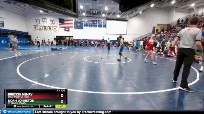 100 lbs 1st Place Match - Noah Johnston, CY Middle School vs Breckin ...