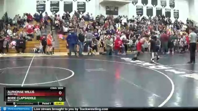 111 lbs Cons. Semi - Alphonse Willis, West Jeff vs Bode Clapsaddle, Ben ...