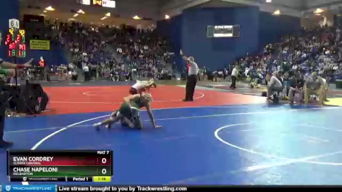 120 lbs Champ. Round 1 - Evan Cordrey, Sussex Central vs Chase Napeloni ...